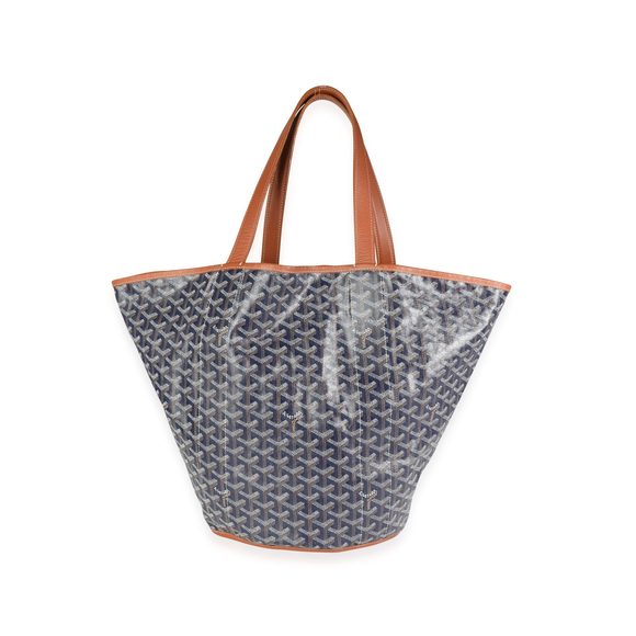 Goyard | Bags | Goyard Navy Goyardine Canvas Gold Leather Belharra ...